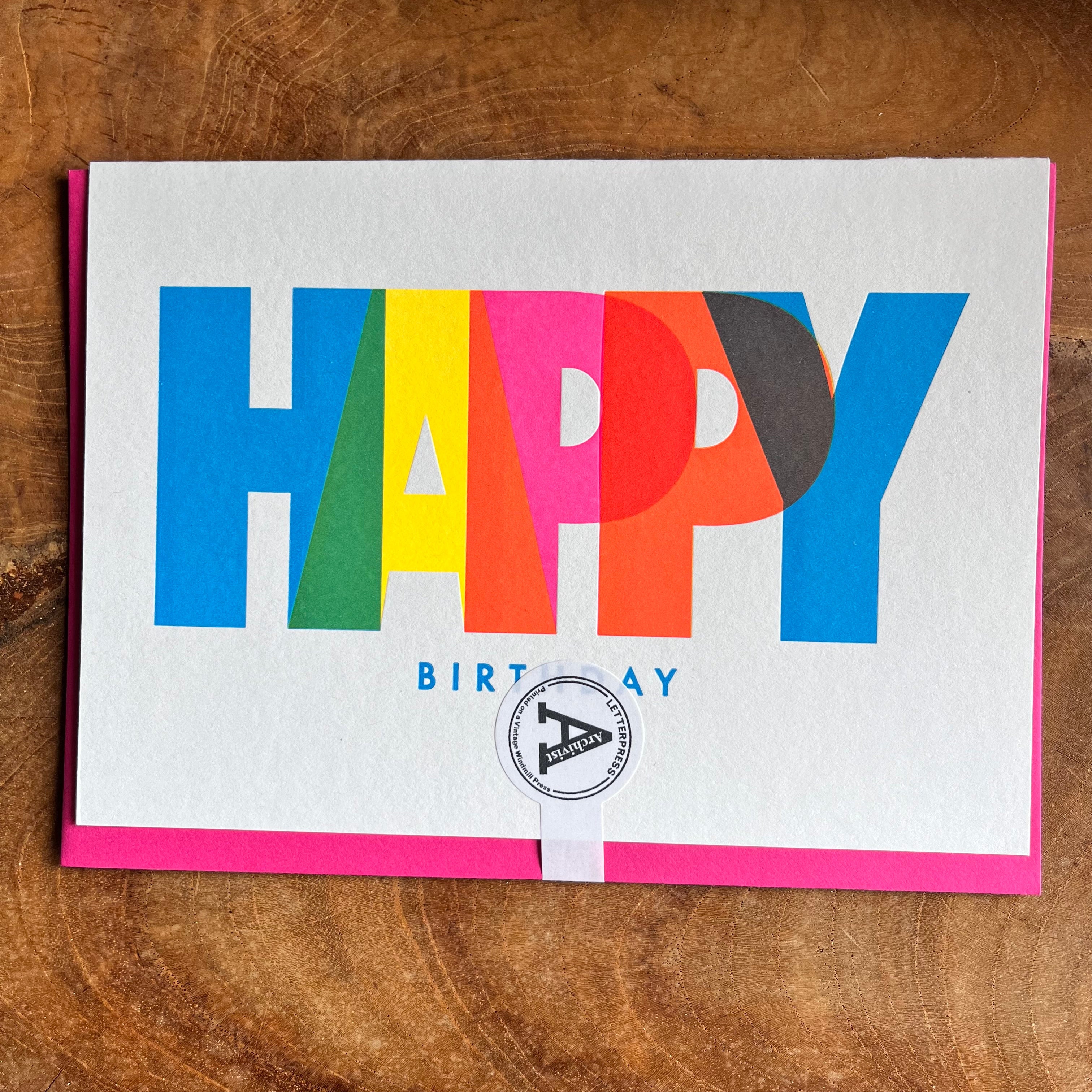 Birthday Card-Happy Birthday-Overlapping Letters | Gifted