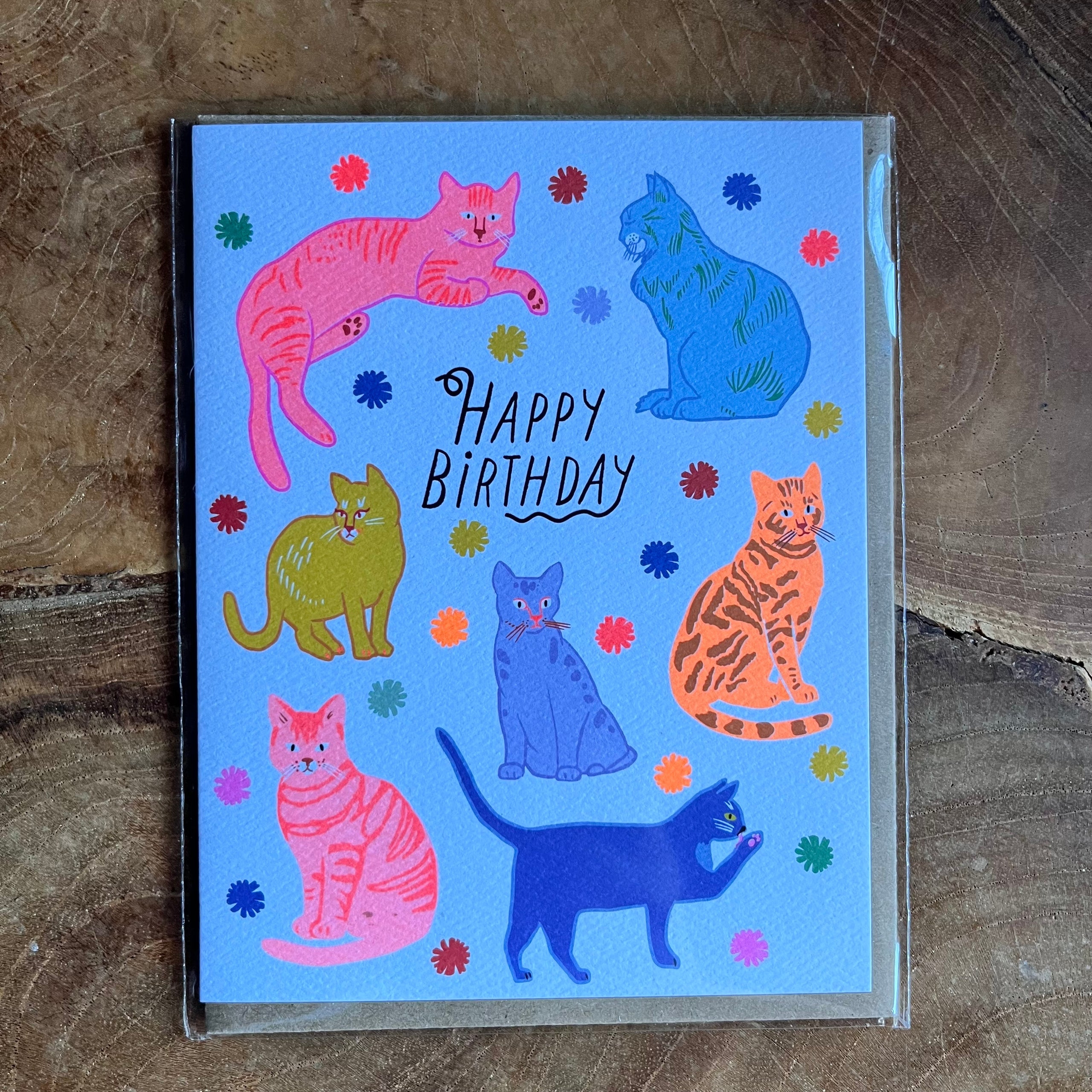 Birthday Card-Happy Birthday-Colourful Cats | Gifted